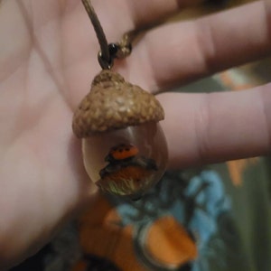 Acorn Mushroom Frog Terrarium Necklace, Goblincore Necklace With Moss ...