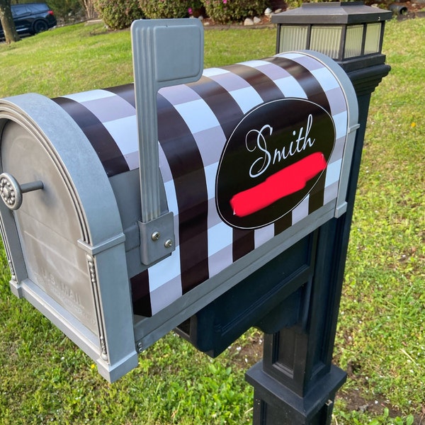 Custom Address Mailbox Covers Magnetic - Personalized Plaid Mailbox ...