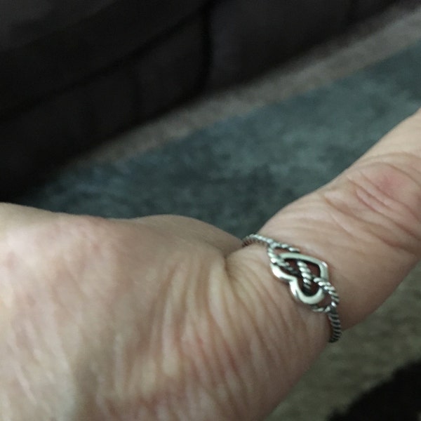 Infinity Tangled Knot Heart Ring Band Braided Cable Twisted Rope Solid ...