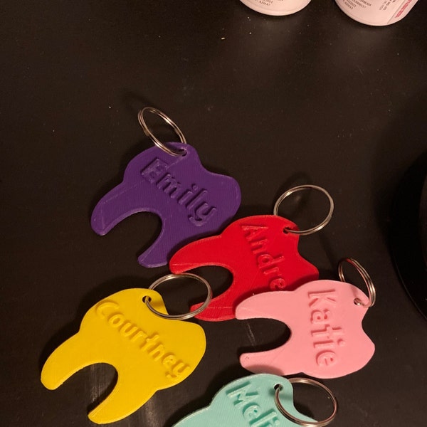 Personalized Tooth Shaped Keychain/zipper Pull 3D Printed *great for ...
