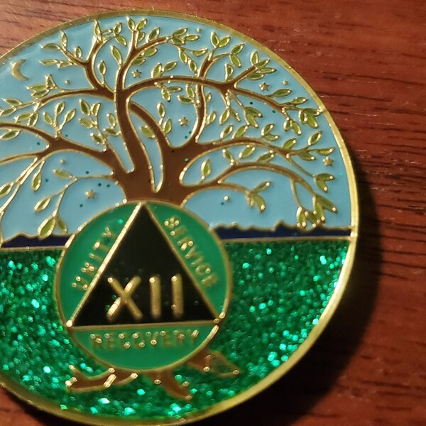 1 to 60 Year Tree of Life Specialty AA Recovery Medallion - Tri-plated ...