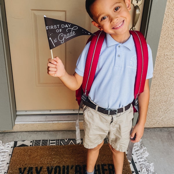 First Day of 1st First Grade Pennant Flag Printable Homeschool School ...
