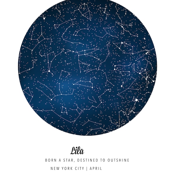 DIGITAL DOWNLOAD - Custom Star Map, Constellation Chart, Map of the ...