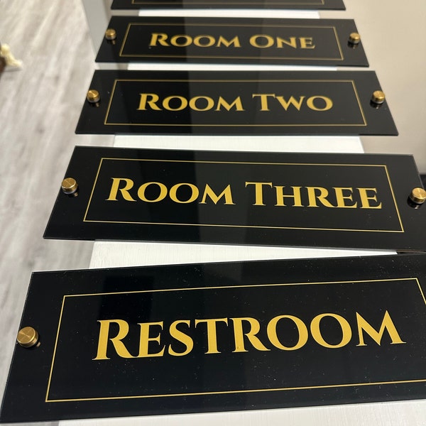 GOLD TEXT Name Sign - Door Name Plate Personalized Sign Custom Decor ...