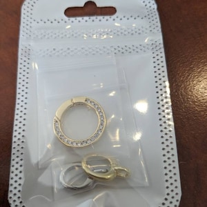 Micro Pave Cz Gold Spring Gate Ring, 18mm Push Gate Ring, Charm Holder ...