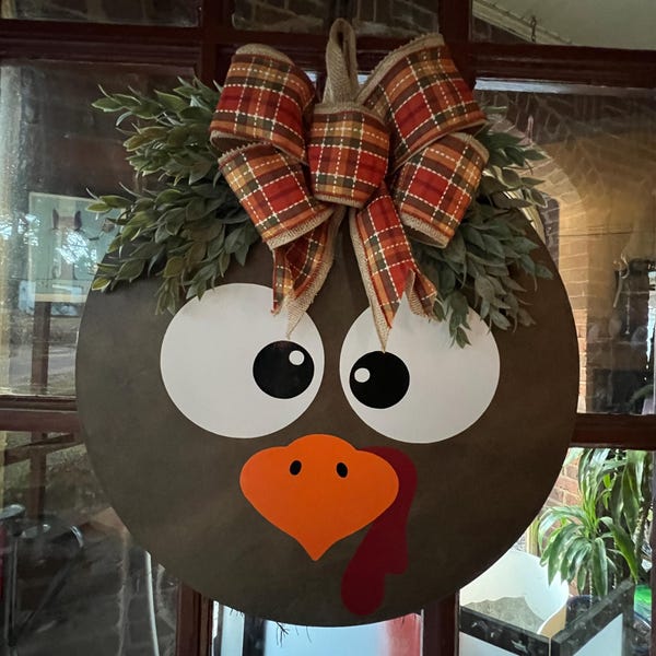 Thanksgiving Front Door Decor | Gobble | Turkey Front Door Wreath ...