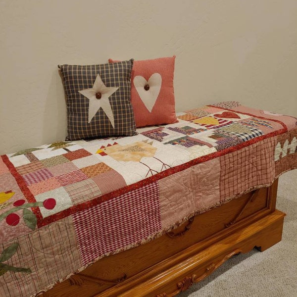 Primitive Pillow Prim Star Heart Rusty Bell Decorative Throw Pillow ...