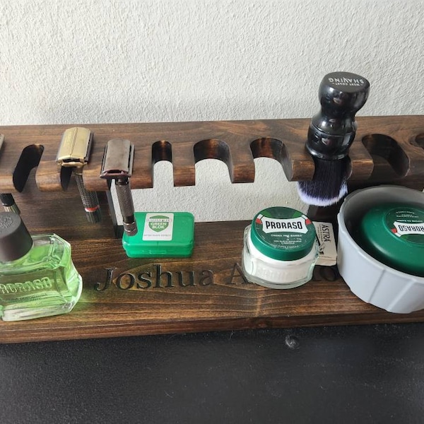 Safety Razor Shaving Brush Stand, Custom Wood up to 5 Slots for Razor ...