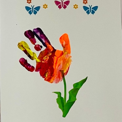 Happy Spring, Spring Handprint Art Kids, Flower Handprint Keepsake ...