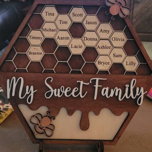 Personalized Bee Hive Family Tree Plaque: Custom Grandparent Gift ...