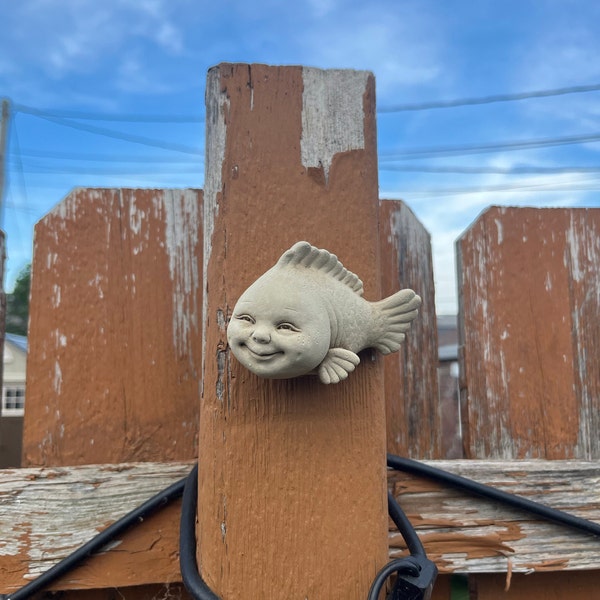 Cute Fish Sculpture Stone Figurine, Beach Home Decor, Baby Fish Art ...