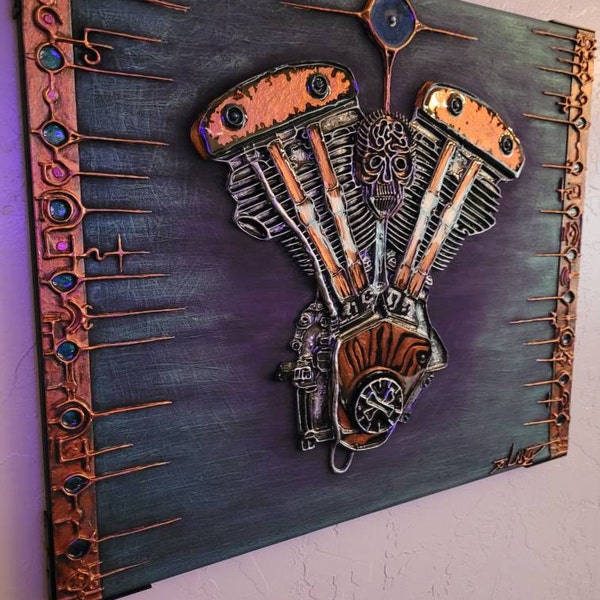 Biomechanic Cyborg Wall Sculpture, Cyberpunk Clay Wall Hanging, HR ...