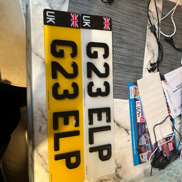 4D Purple Neon Number Plates With a Choice of Different Tops on Hex ...