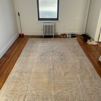 5x9 Vintage Rug, Beige Turkish Area Rug, Ivory Rug, Wool Anatolian ...