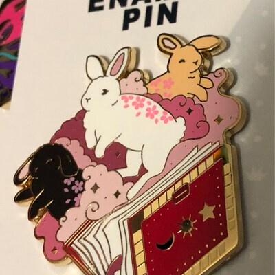 Magical Spell Book Rabbit Enamel Pin, Rabbit Pin, Enamel Pin, Rabbit ...