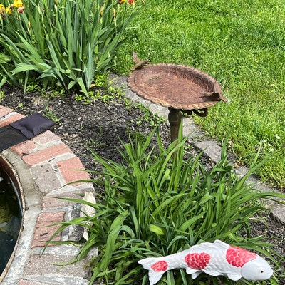 Ceramic Koi Fish Stake. White With Red. Garden Fish. Koi Decor. Pottery ...