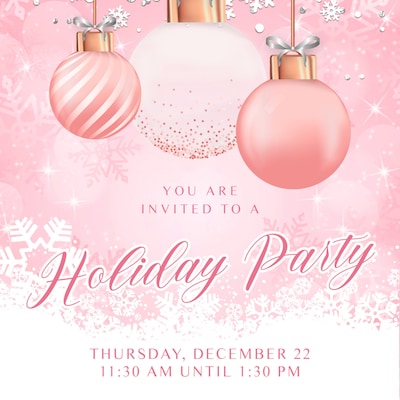 Pink Christmas Party Invitation, Pink Holiday Party Invite, Friends ...