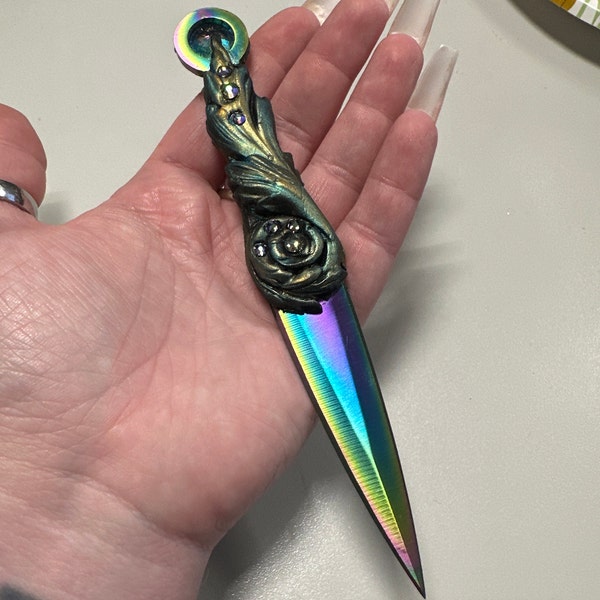 Mini Wiccan Athame Woodland Crystal Blade Wicca Ritual Knife Ritual ...