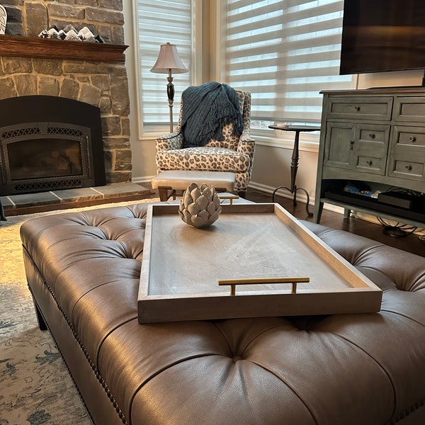 Solid Wood Ottoman Tray, Oversized, Extra Large Tray With Handles, XXL ...