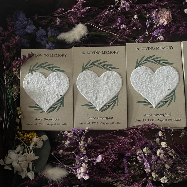 Flower Seed Paper Memorial Cards - in Loving Memory Plantable Paper ...