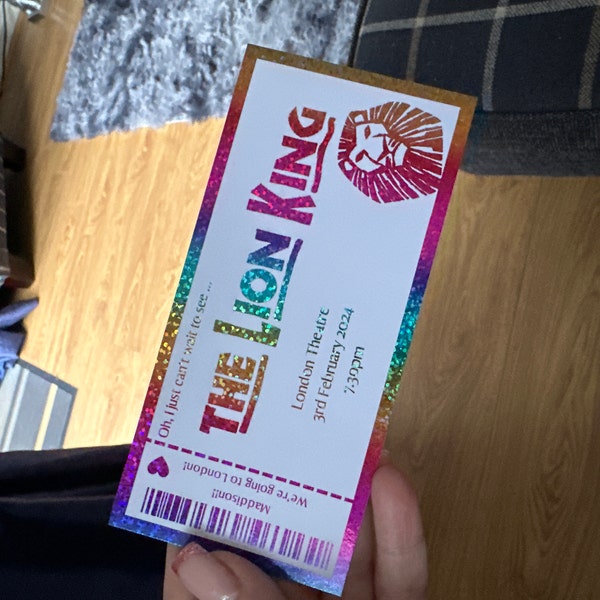Personalised Foiled Theatre Ticket Present, Musical Keepsake, Custom ...