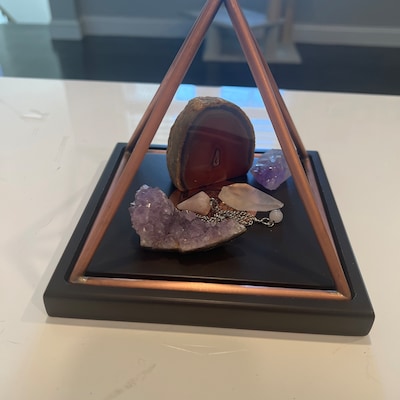 Copper Energy Pyramid for Meditation Healing Wood Copper Giza Pyramid ...