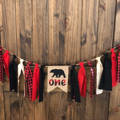 Lumberjack Buffalo Plaid High Chair Banner, Lumberjack 1st Birthday ...
