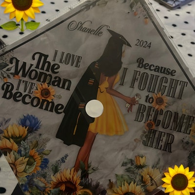 Custom Graduation Cap Topper Black Girl, Personalized God Message Grad ...