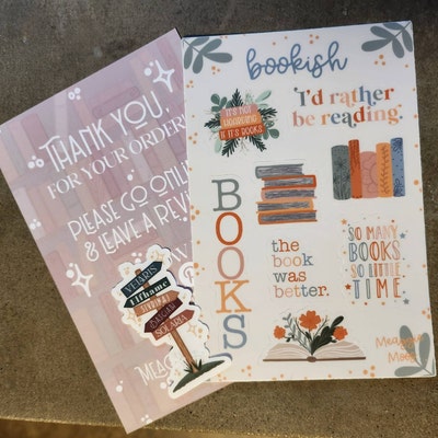 Bookish Sticker Sheet Book Waterproof Stickers Book Worm Gifts Reader ...