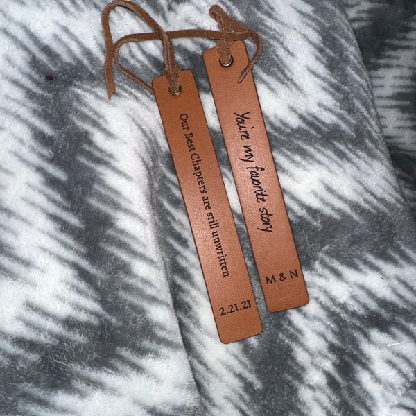 Engraved Leather Bookmark, Custom Favorite Quote Bookmark, Leather ...