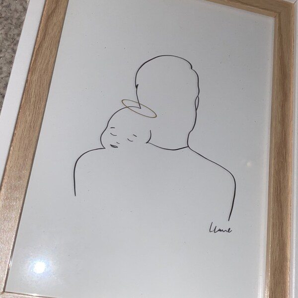 Angel Dad Line Art Physical Print by Liana Lane - Etsy