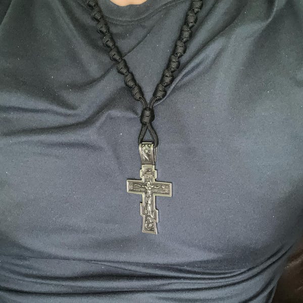 Celtic Anglican Knotted Rosary Rope With Stainless Steel Cross. Dark ...