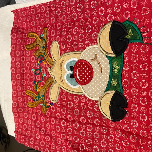 Rudolph Reindeer Applique: Christmas Machine Embroidery Design (4x4 5x5 ...