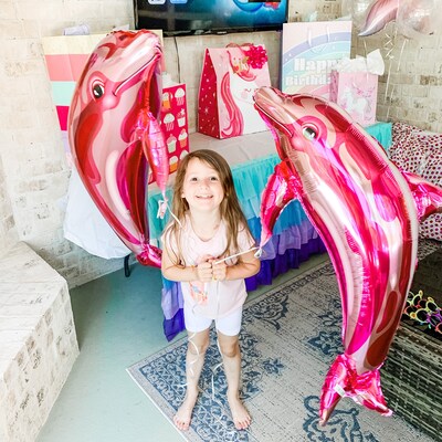 38'' Shark Balloon Pink Dolphin Balloon Seahorse Balloon Colorful Fish ...