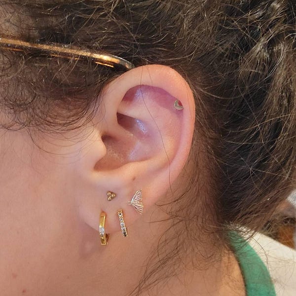 14K Solid Gold Barbed Wire Septum Ring, Gold Seam Hoop Ring, Helix Hoop ...