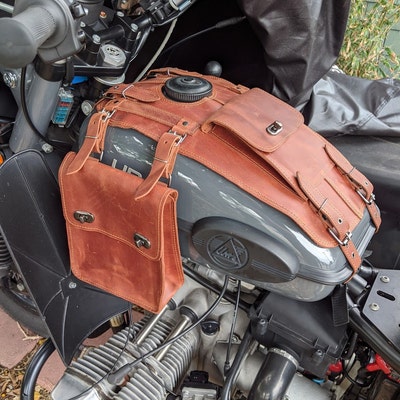 URAL Fuel Tank Gas Bags Genuine Leather 1 Pocket and 2 Detachable Bags ...