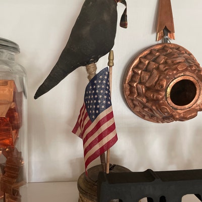 Primitive Stuffed Crow, Black Crow on a Stick,stuffed Rustic Crow ...