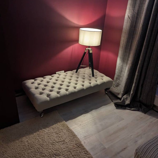 Chesterfield Double Top Coffee Table & Footstool Deep Buttons Made by ...