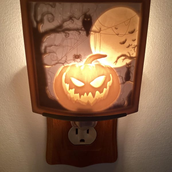 Forest Lithophane Lamp Porcelain Accent Lamp woodland Sunbeams Nature ...