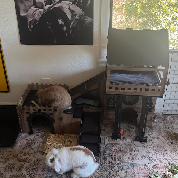 Special Design Bunny Castle, Wooden Rabbit Castle, Large Rabbit House ...