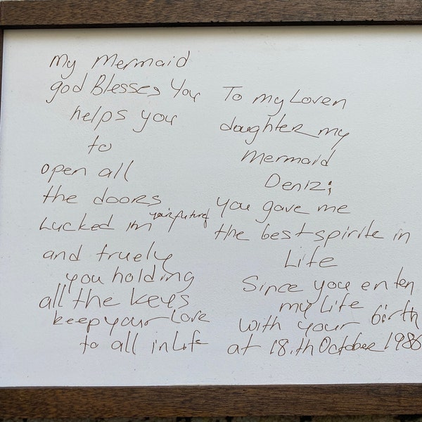 Framed Handwriting Sign, Copy of Actual Handwriting, Handwritten ...