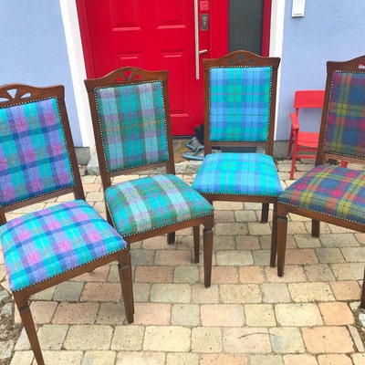 Harris Tweed Fabric Autumn Check Green Black Deep Rust Wool Free Label ...