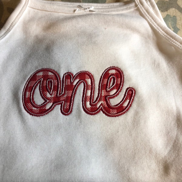 ONE- Cursive Applique Font/design - Etsy