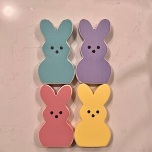 Wood Bunny Peeps, Easter Bunnies Set of 4, Spring Farmhouse Decor ...