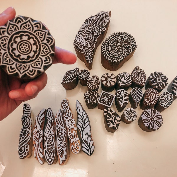 Round Pattern Stamp, Wood Stamps for Pottery Hand Carved Pattern ...