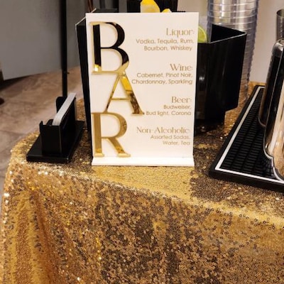 Acrylic Stone Signature Drinks Sign Layered Menu Wedding Menu Table ...