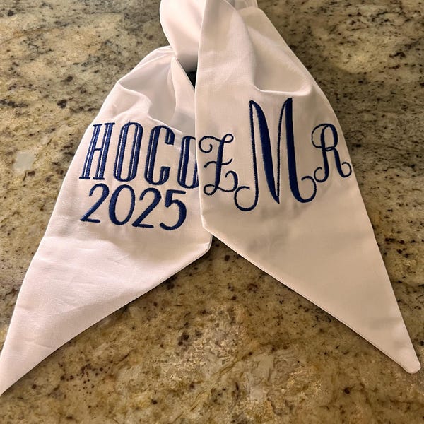 Custom Embroidered Bouquet Wrap Sash Bow HOCO Prom Bouquet Sash With ...