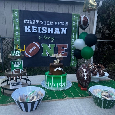 Football First Birthday Decorations, Football Birthday Backdrop, First ...