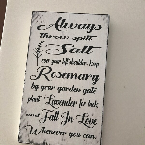 Practical Magic Quote Always Throw Spilt Salt Sign Plaque Distressed ...