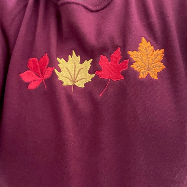 Vintage Fall Sweater, Embroidered Autumn Leaves Crewneck Sweatshirt ...